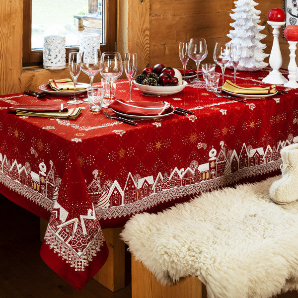 BEAUVILLE Nuit Etoilee Red Table Linens - Yvonne Estelle's